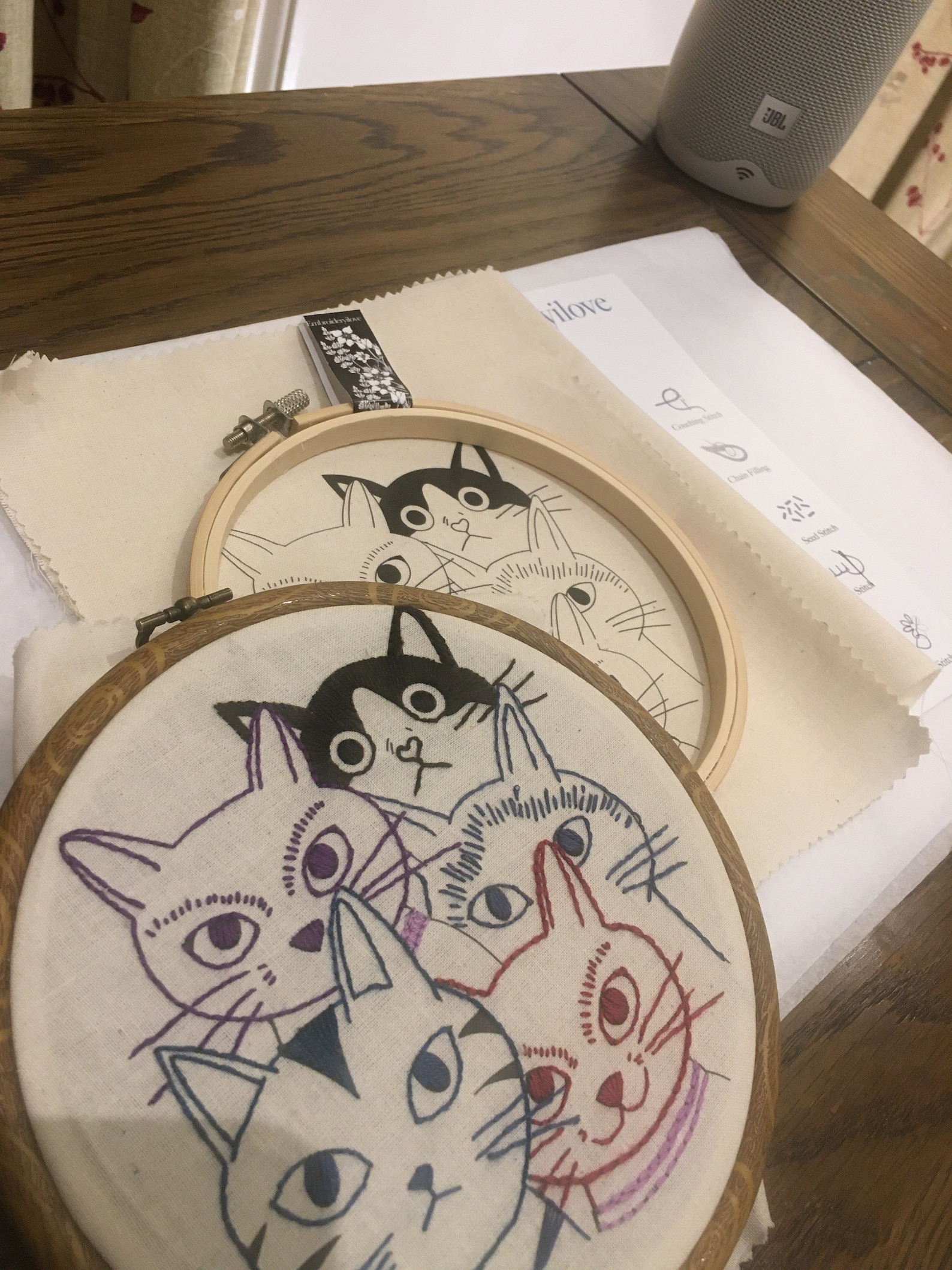 Cute Cats Embroidery Kit-diy Embroidery Kit. I Love Cats Cat - Etsy