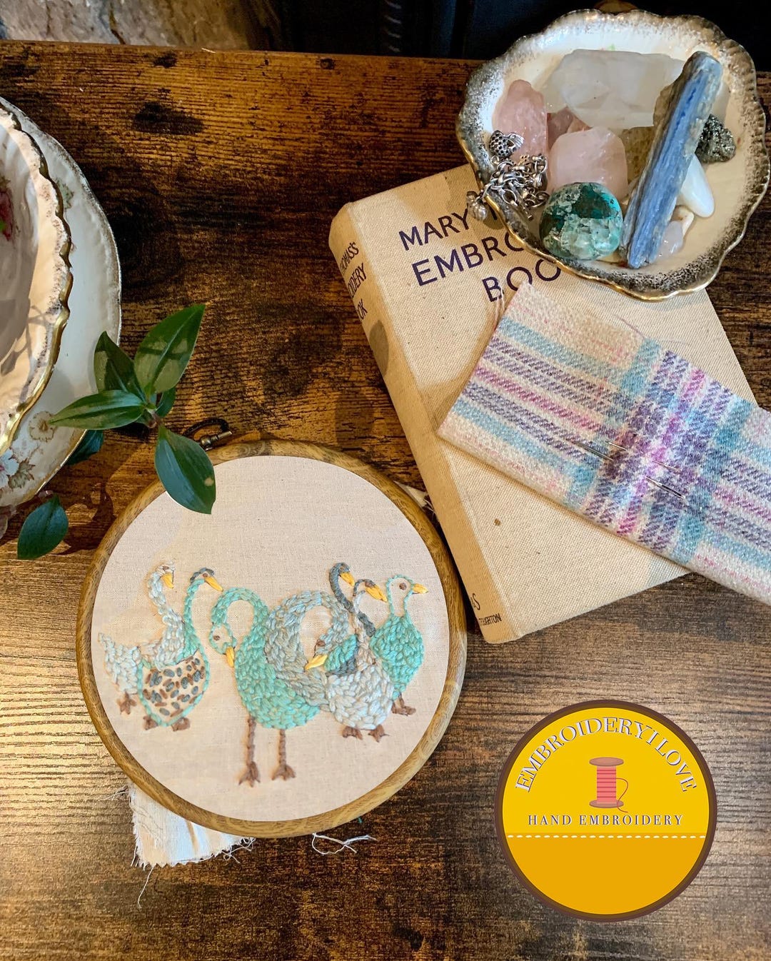 Spring Geese Hand Embroidery Full Embroidery Kit - Blue Geese ...