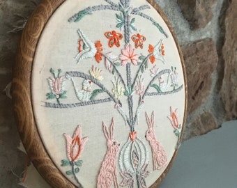 Cute Modern Folk Art Rabbit Design Hand Embroidery Download | Etsy