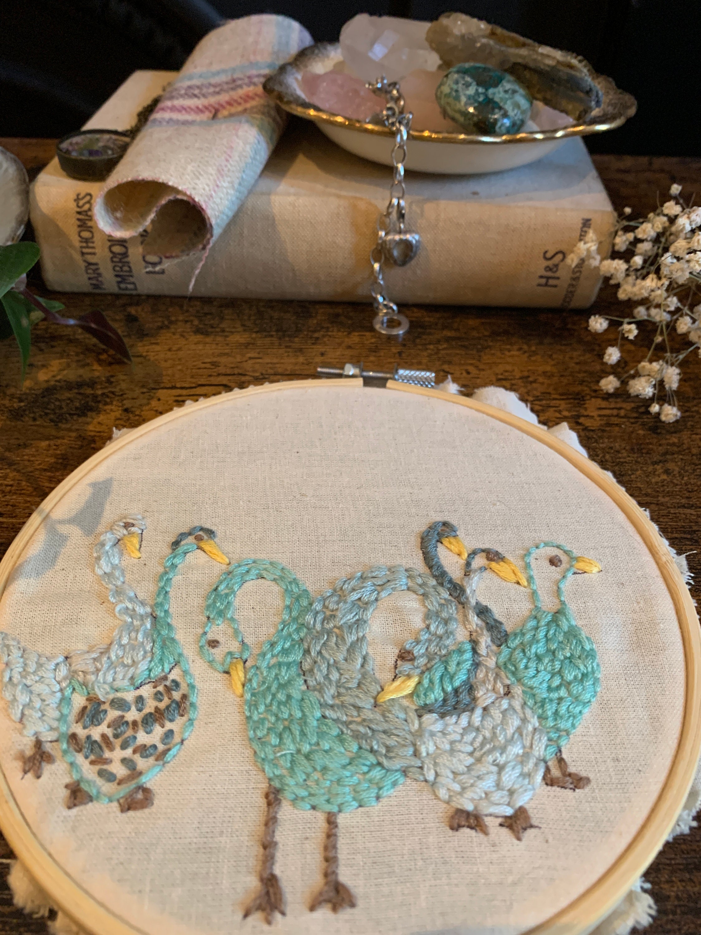 Spring Geese Hand Embroidery Full Embroidery Kit Blue Geese - Etsy