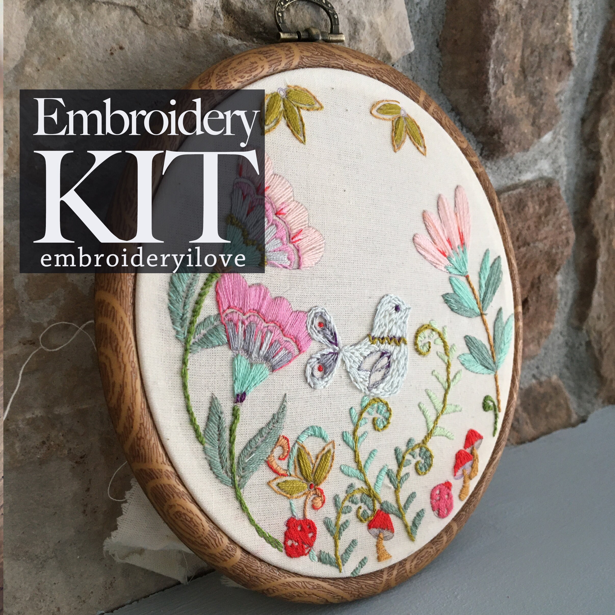 Full Flower and Bird Embroidery Kit With Embroidery Hoop Hand | Etsy UK