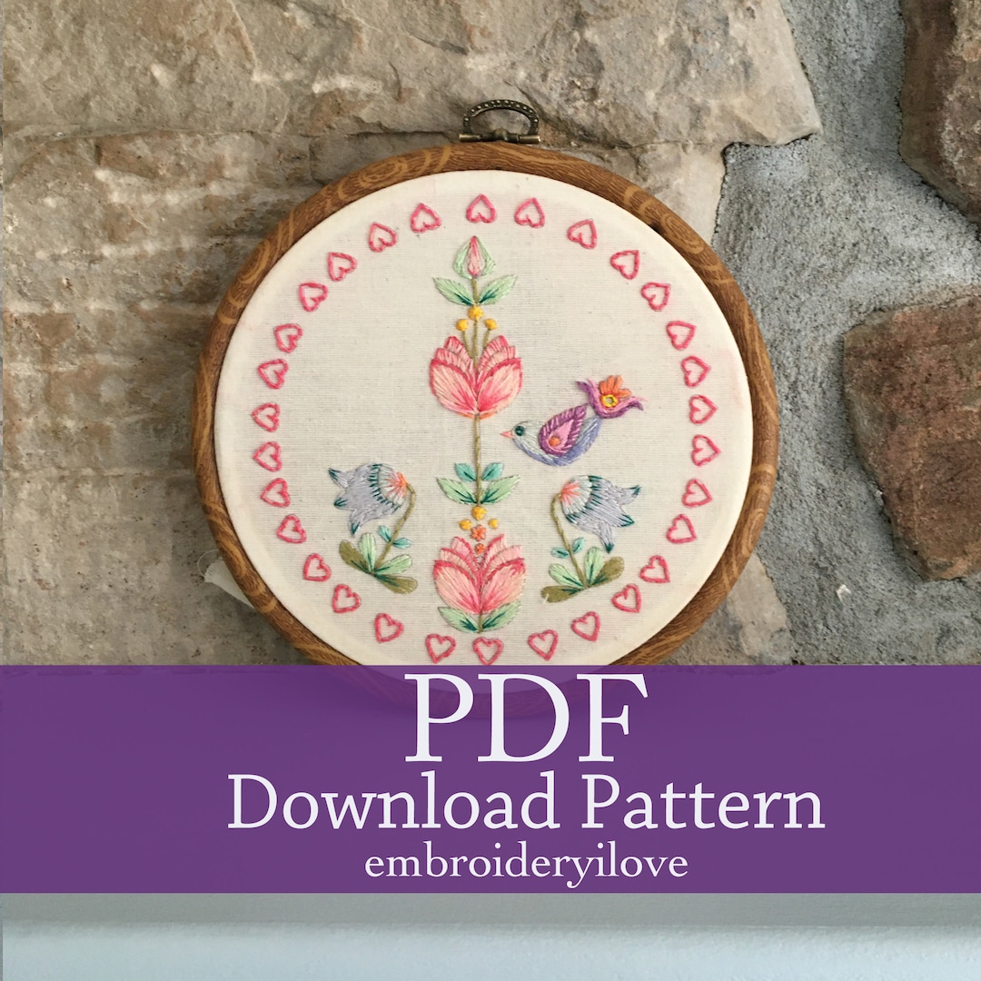 Flowerand Bird Hand Embroidery Pattern Download - Instant Download - Etsy