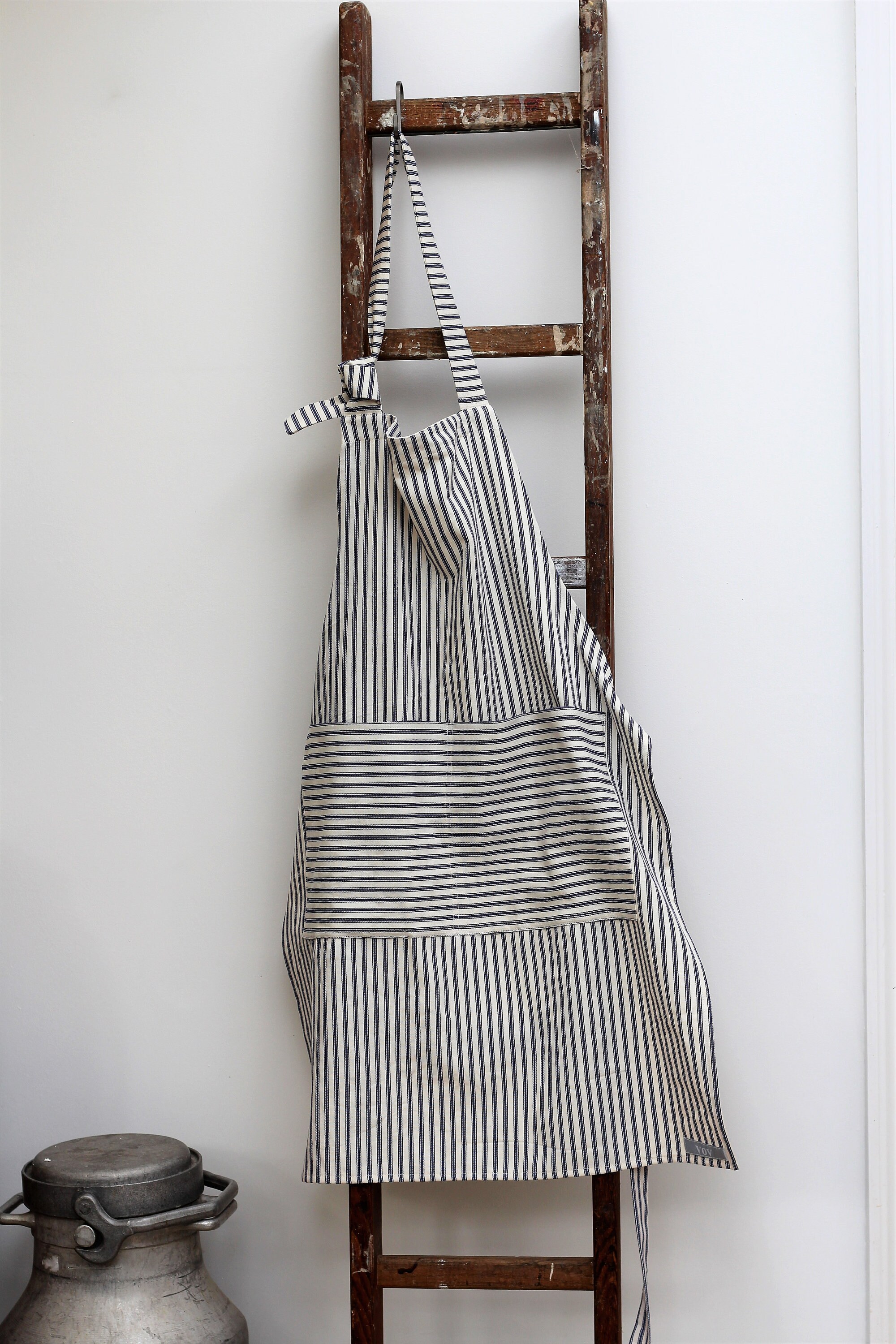 Handmade French Ticking Stripe Full Apron for Women Farmhouse Apron ...