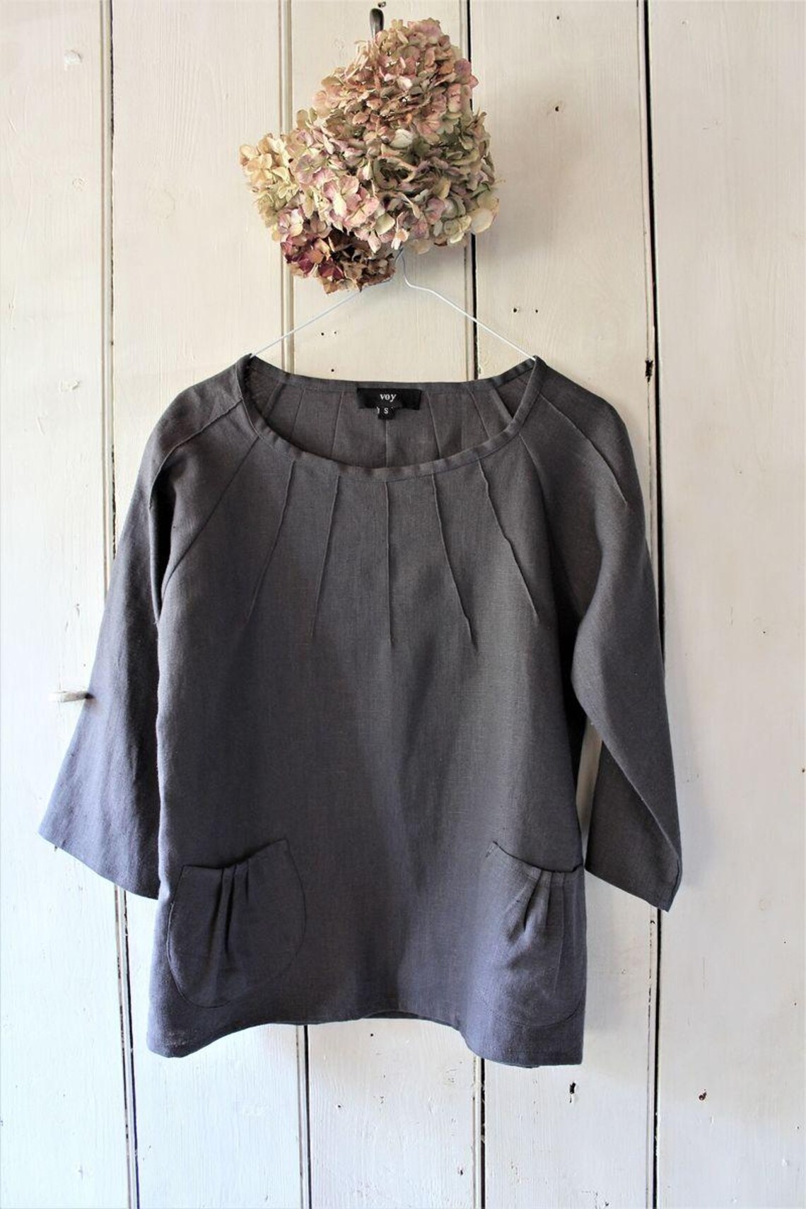Linen Tunic | Handmade Top With Pockets - Etsy