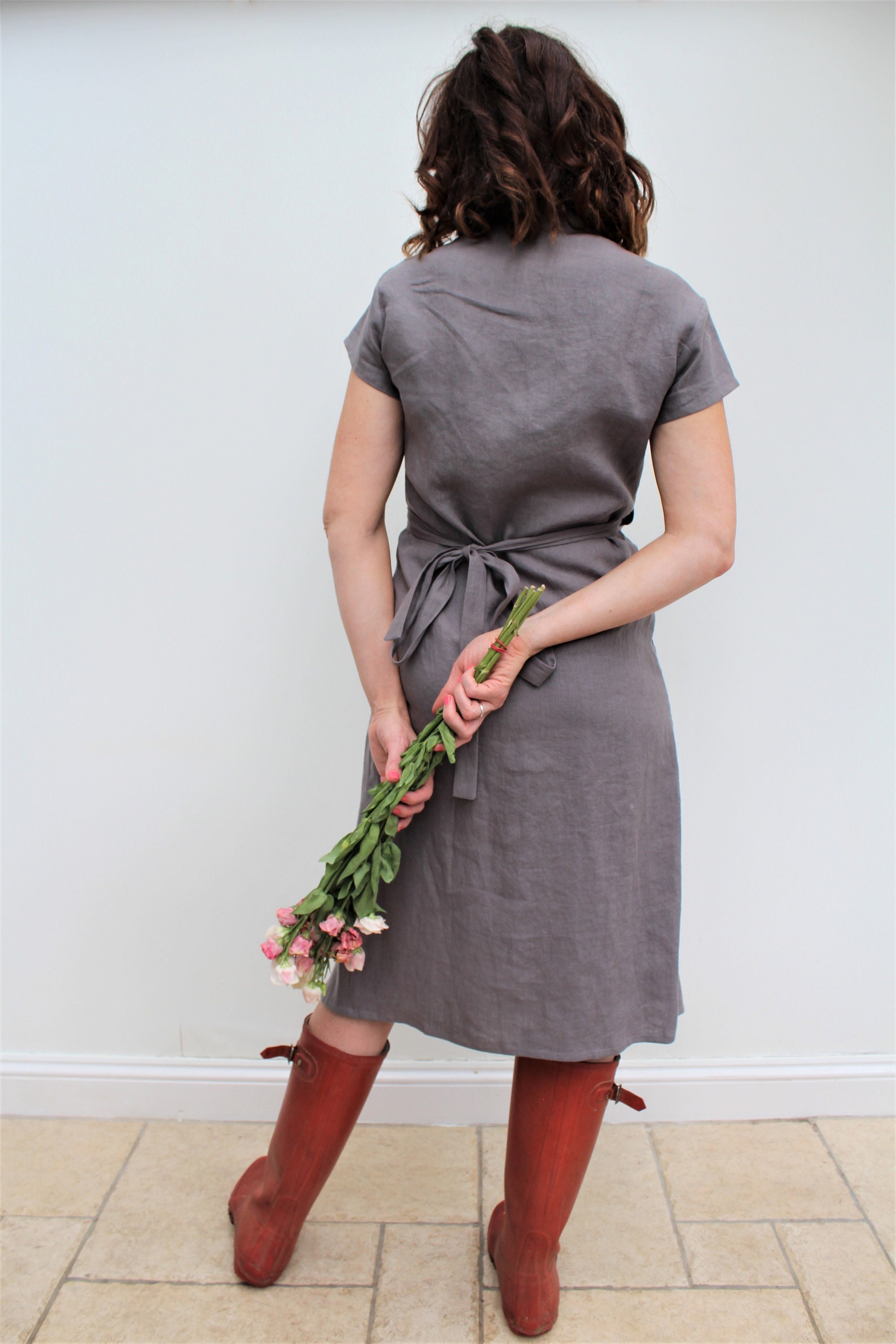 Linen Wrap Dress Celeste Linen Summer Wrap Dress Loose - Etsy