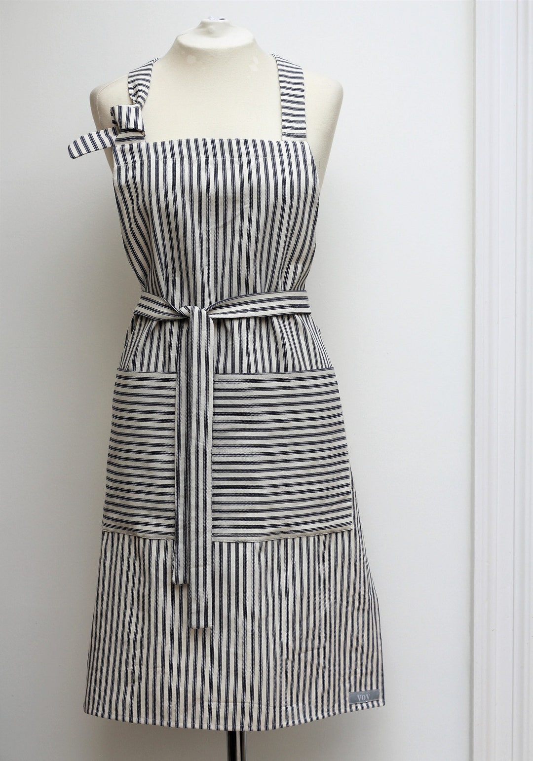 Handmade French Ticking Stripe Full Apron for Women Farmhouse Apron ...