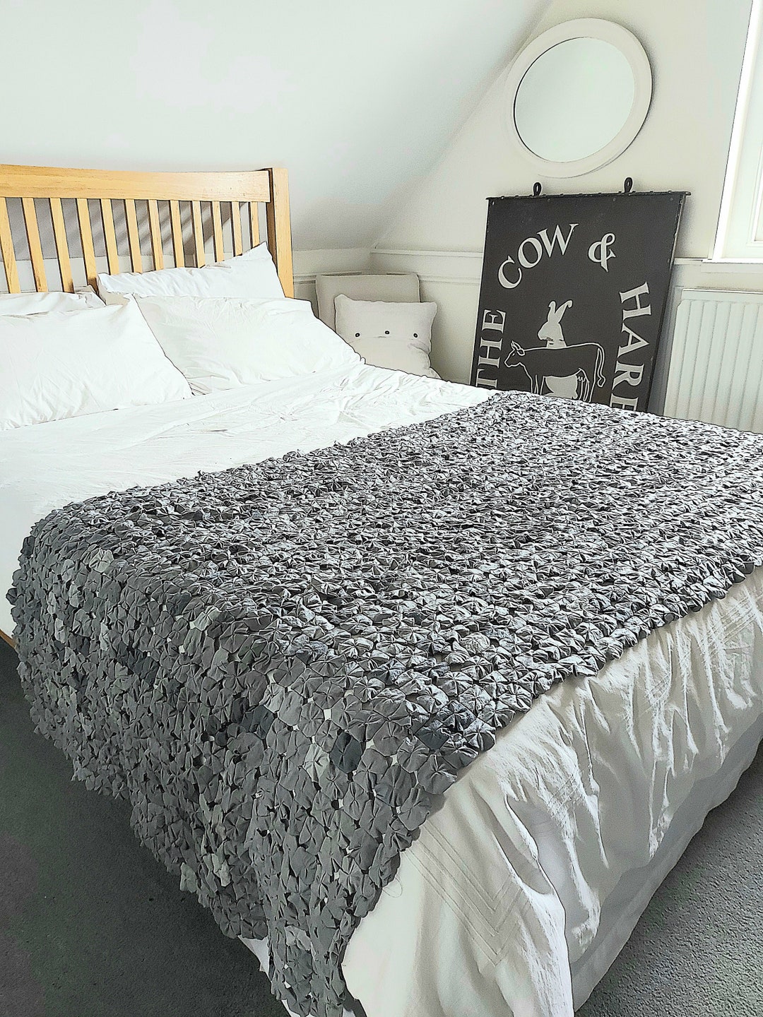 Handmade Petals/yoyo /suffolk Puff Throw or Quilt Blankets, Cotton ...