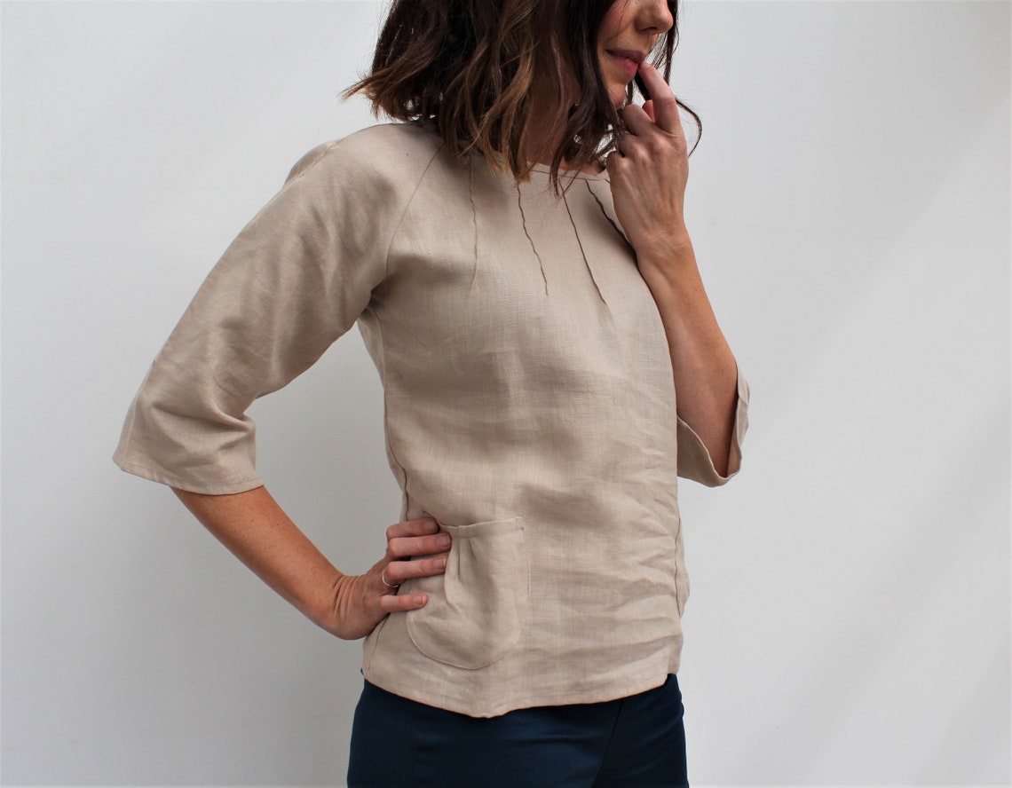 Linen Tunic | Handmade Top With Pockets - Etsy