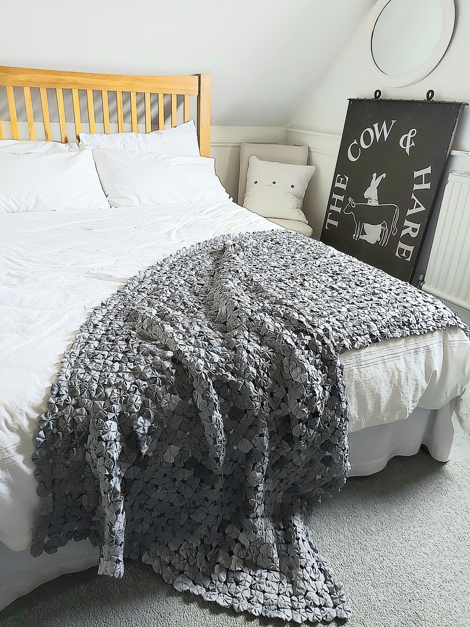 Handmade Petals/yoyo /suffolk Puff Throw or Quilt Blankets, Cotton ...