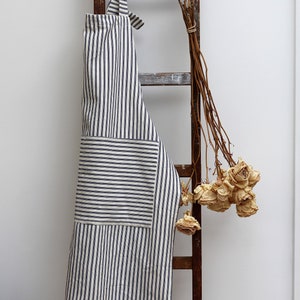 Handmade French Ticking Stripe Full Apron for Women Farmhouse Apron ...