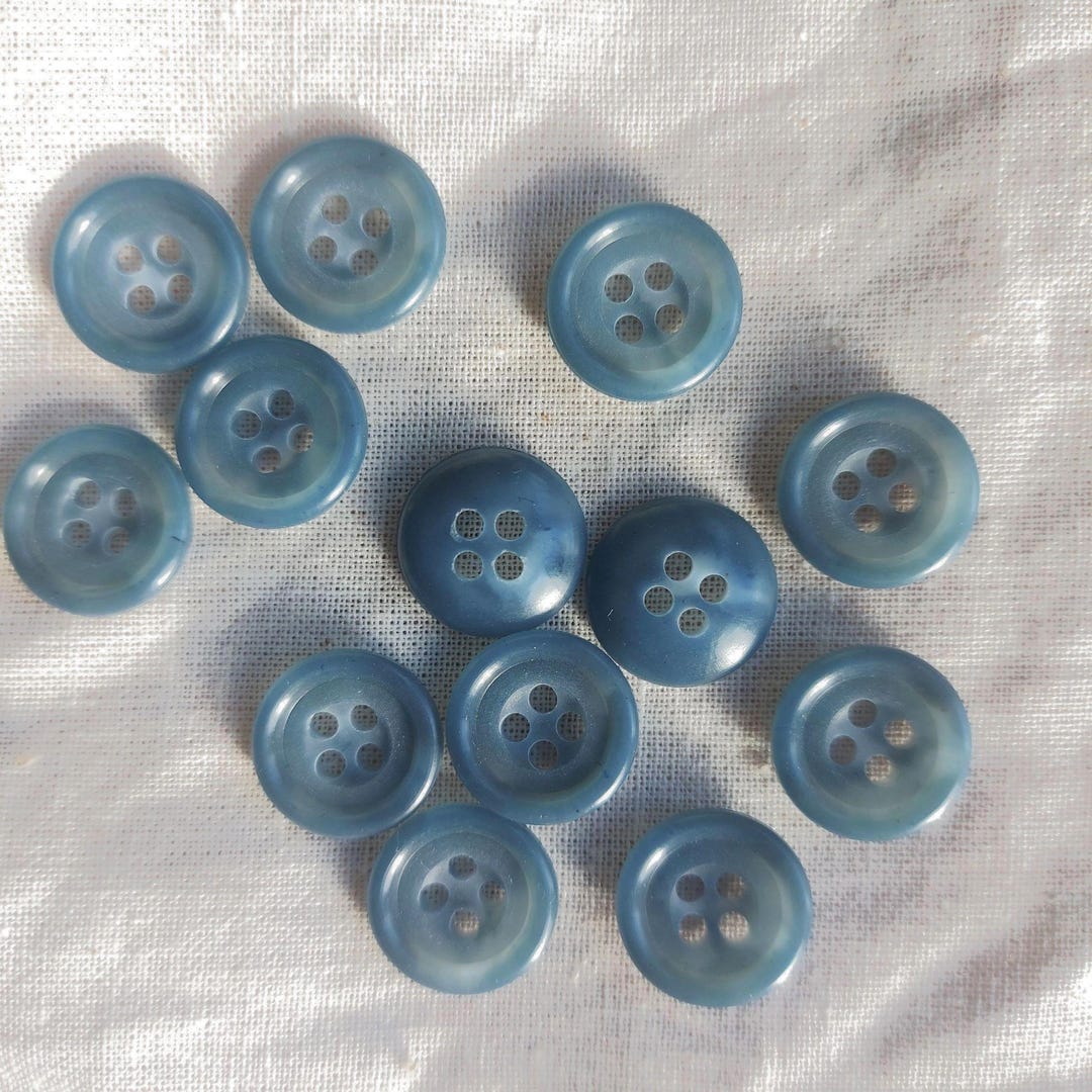 Sea Blue Mottled Horn Buttons: 20mm 4-hole, Soft Sheen - Etsy