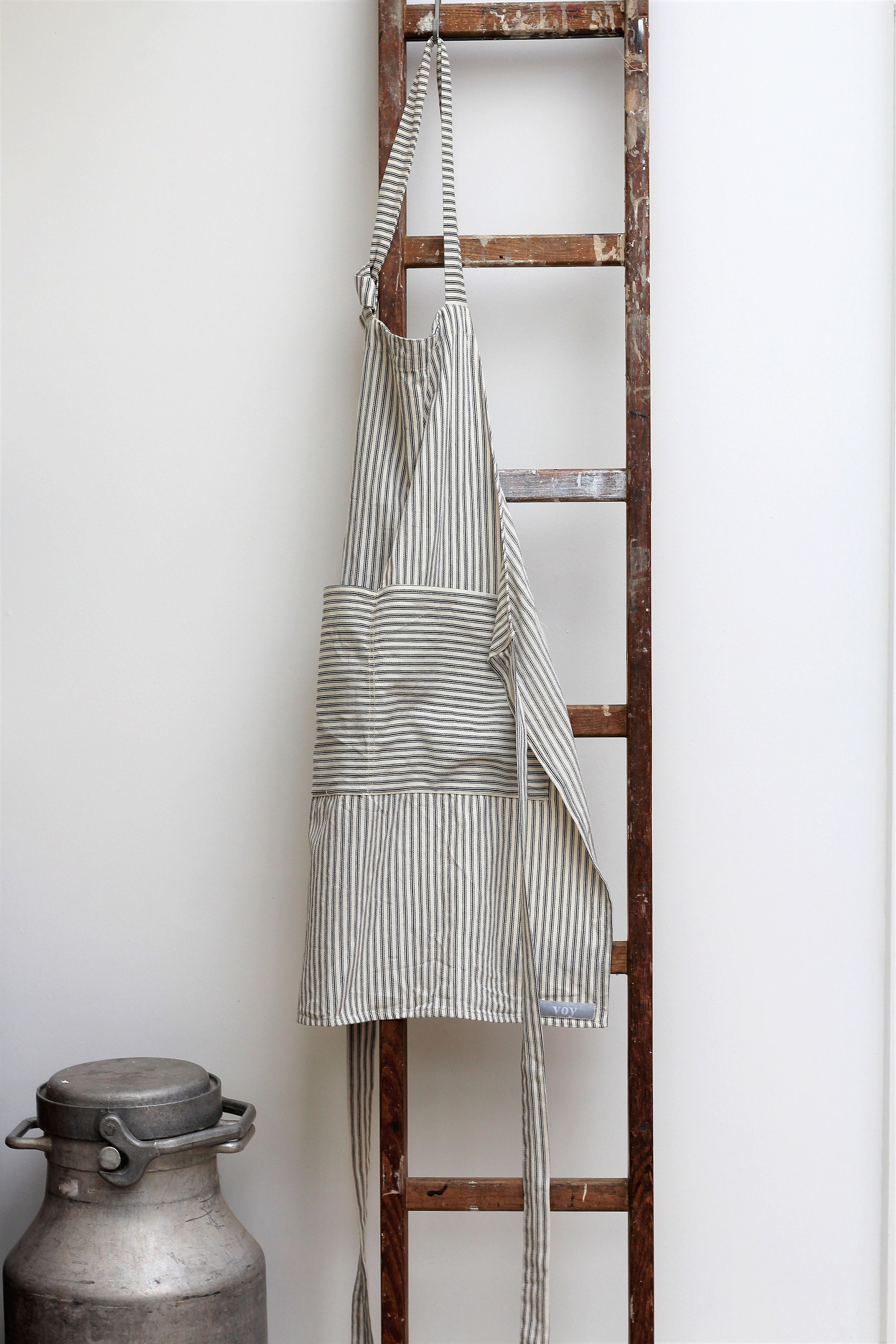 Handmade French Ticking Stripe Full Apron for Women Farmhouse Apron ...