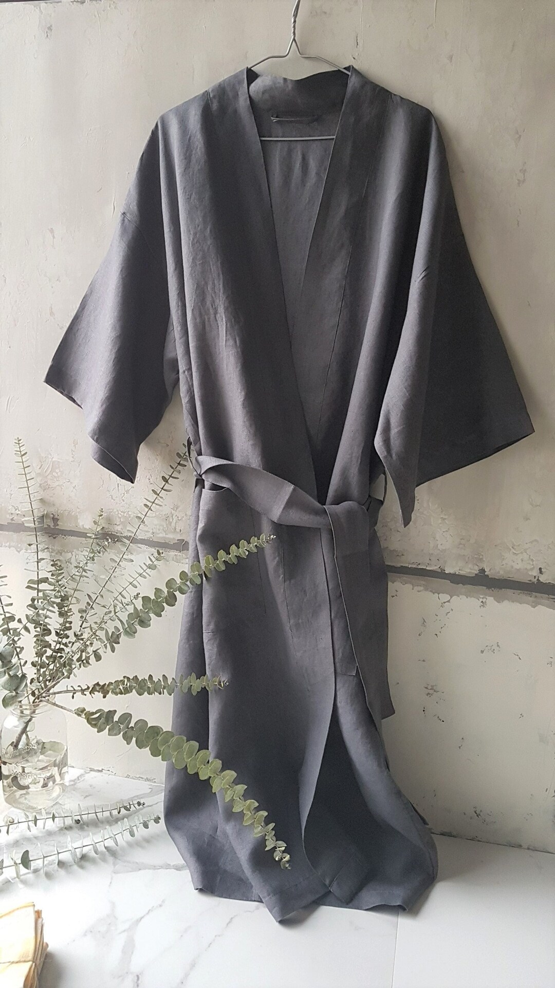 Linen Robes more Colors / Bath Robes Kimono Style unisex - Etsy
