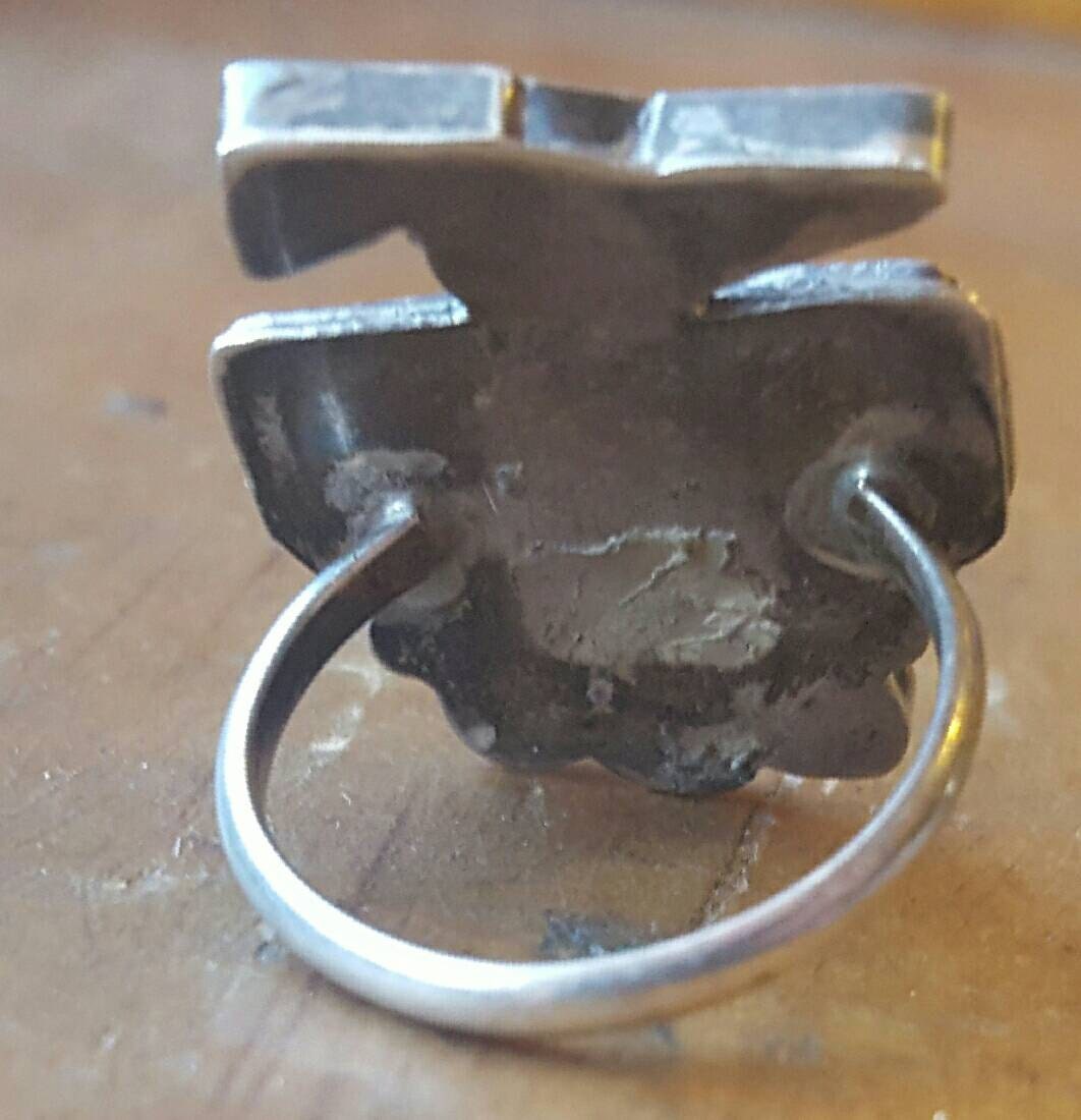 Authentic Vintage Zuni Mosaic Thunderbird Firebird Ring, Vintage Native ...
