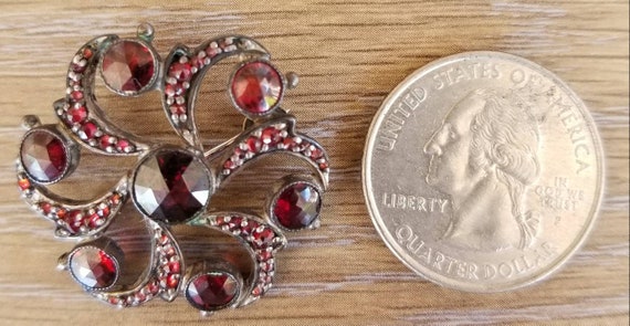 Vintage Victorian Garnet Flower Brooch, Vintage Garne… - Gem