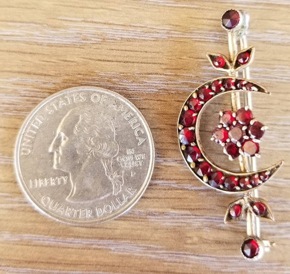 Vintage Victorian Garnet Crescent Moon Brooch, Vintag… - Gem