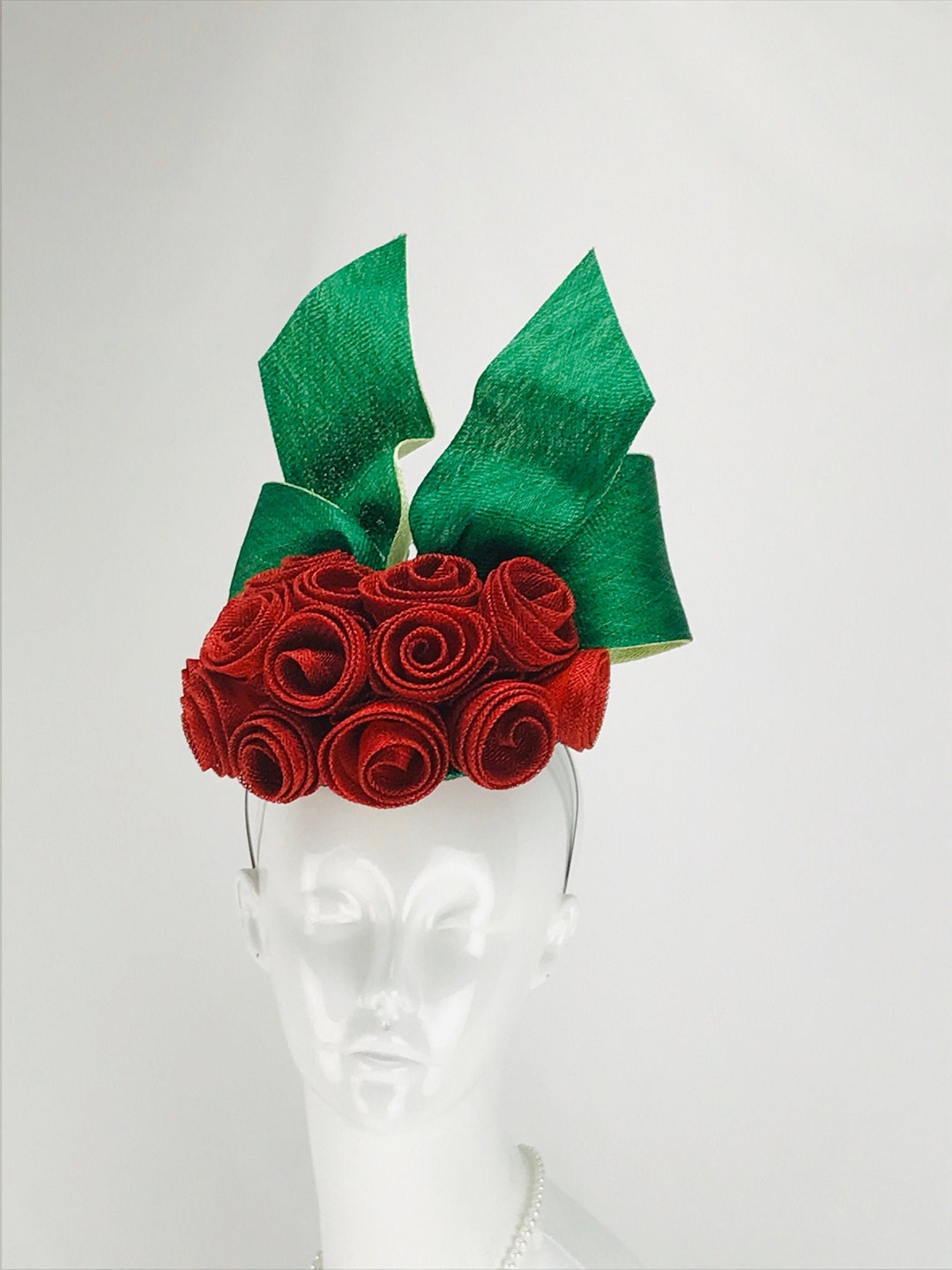 Red Rose Fascinator - Etsy