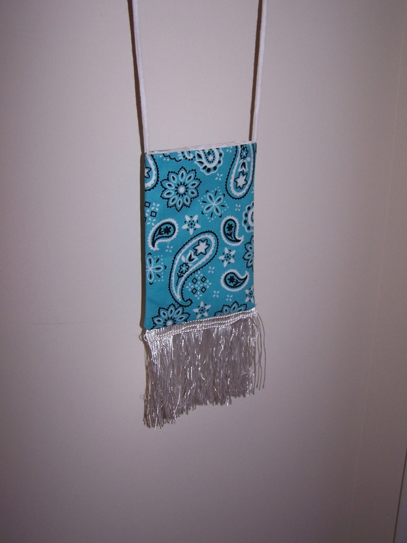 Pouch Bag Crossover Phone case Small Blue Bandana Fabric With | Etsy