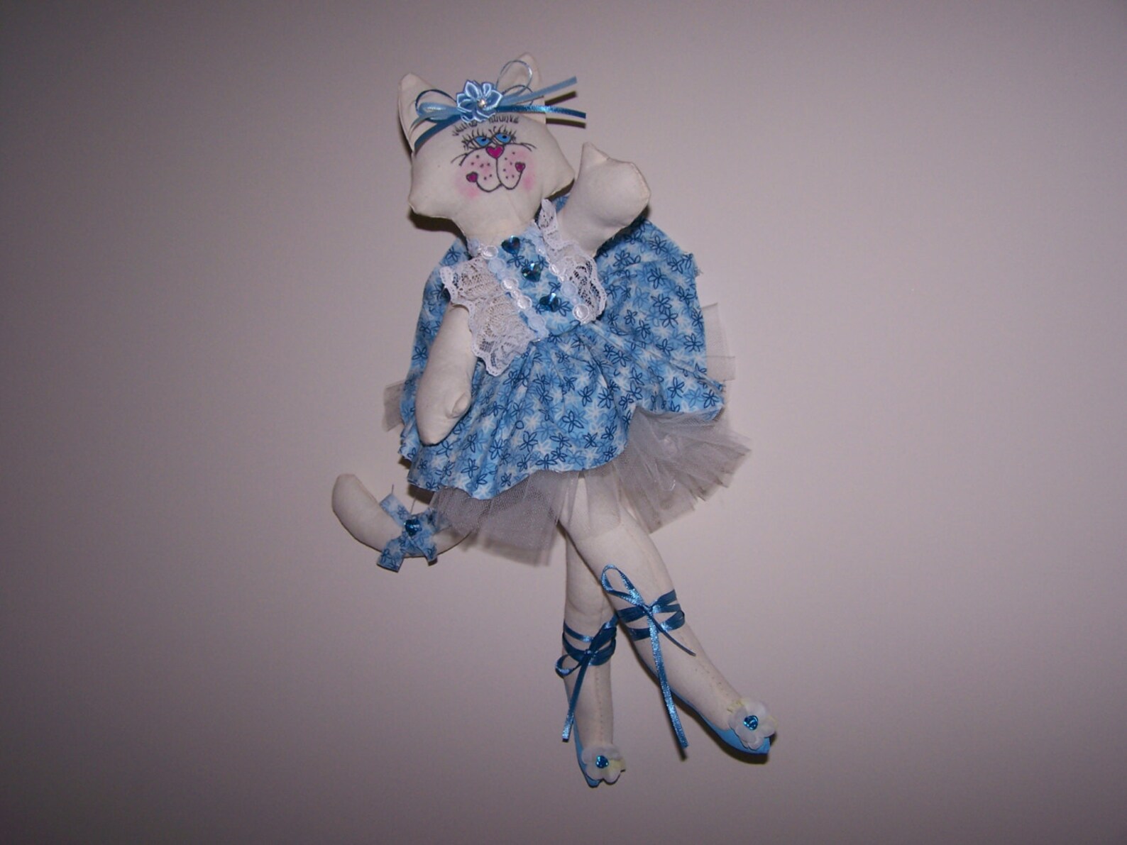 Wall Art Ballerina , Plush Ballerina , Cat Design , Handmade , Blue ...