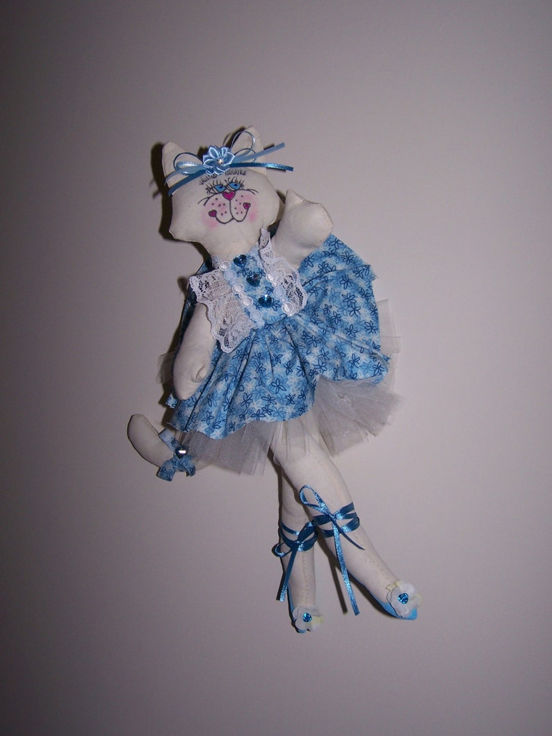 Wall Art Ballerina , Plush Ballerina , Cat Design , Handmade , Blue ...