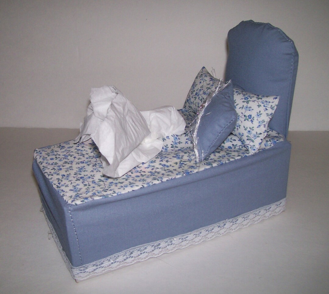 Bed Shaped , Tissue Box Cover , Two Mini Pillows , Blue Floral ...