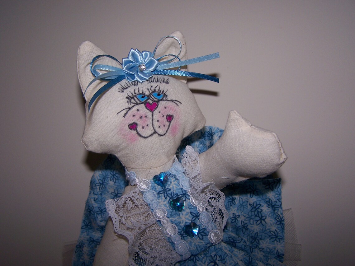 Wall Art Ballerina , Plush Ballerina , Cat Design , Handmade , Blue ...