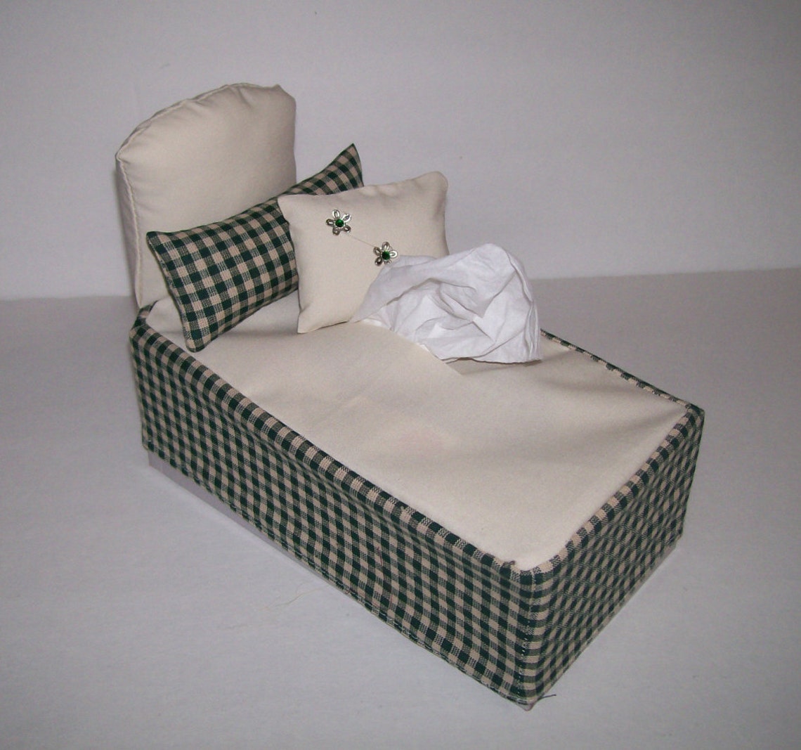 Bed Shaped Tissue Box Cover 2 Matching Pillows Green/tan - Etsy