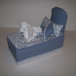 Bed Shaped , Tissue Box Cover , Two Mini Pillows , Blue Floral ...