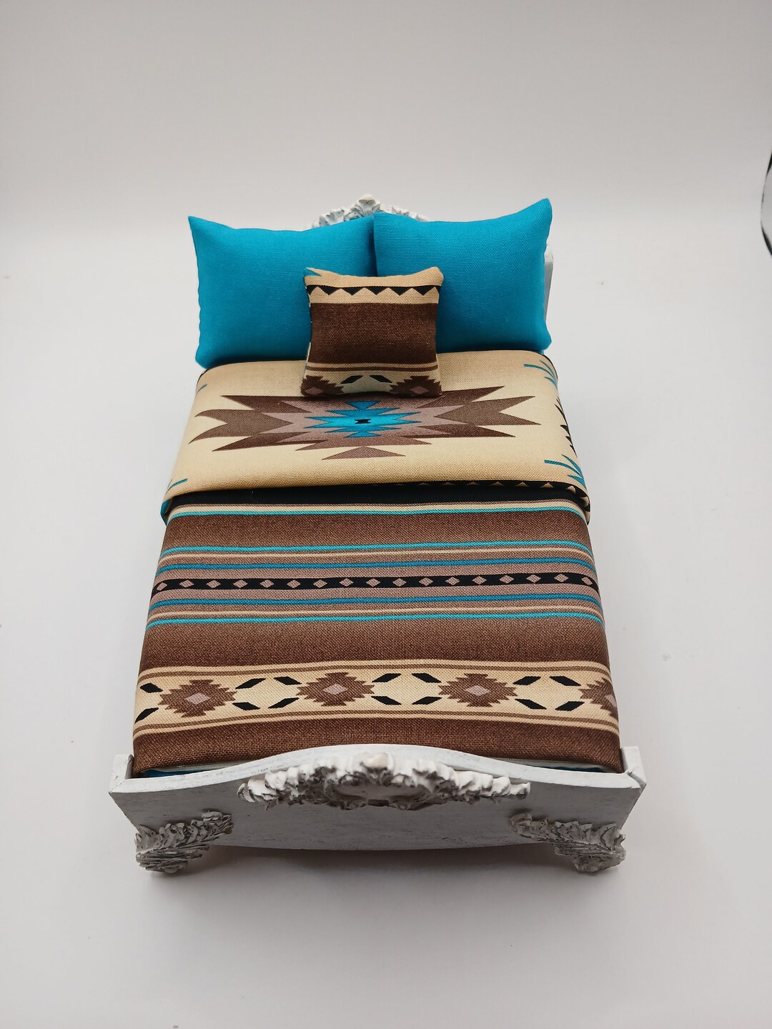 1:12 Scale 5 Pc Full Size South Western Comforter Set With Coordinating ...