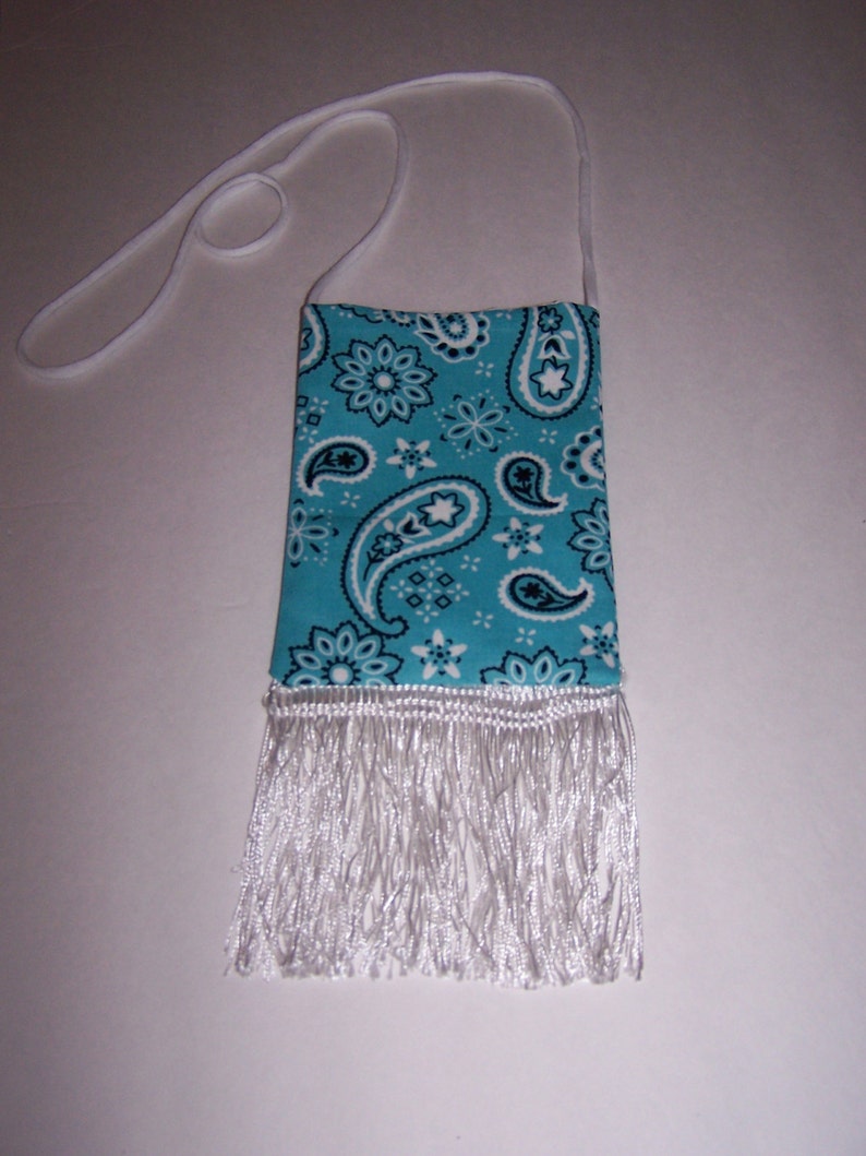 Pouch Bag Crossover Phone case Small Blue Bandana Fabric With | Etsy