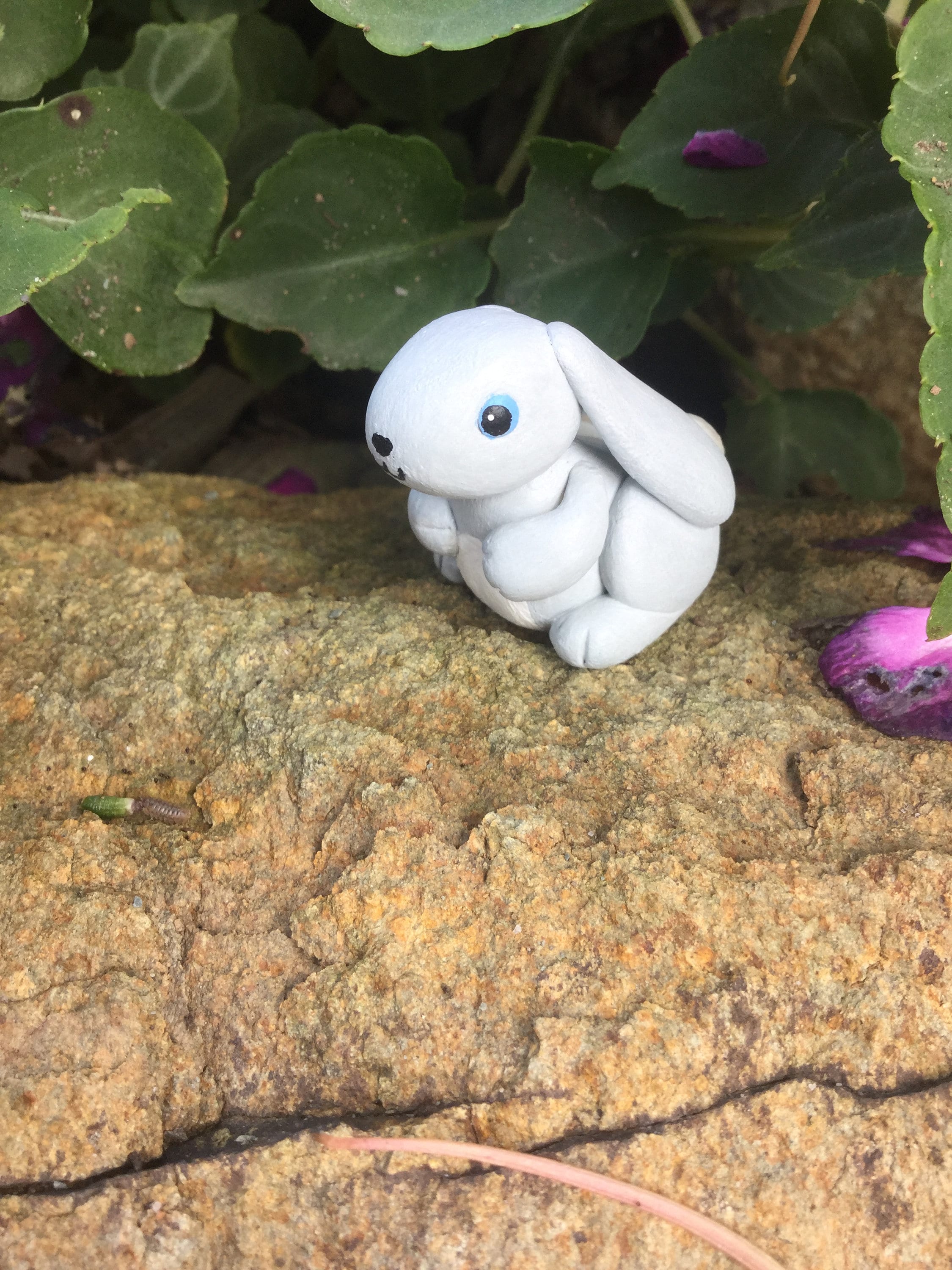 Handmade Grey and White Clay Bunny Rabbit Sculpture No Mold | Etsy