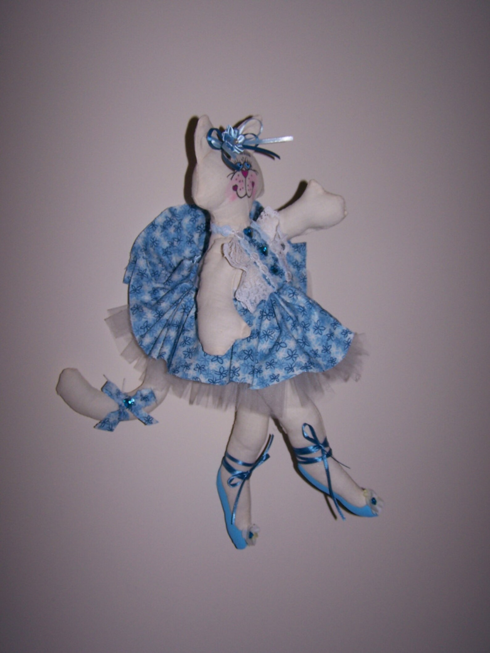 Wall Art Ballerina , Plush Ballerina , Cat Design , Handmade , Blue ...