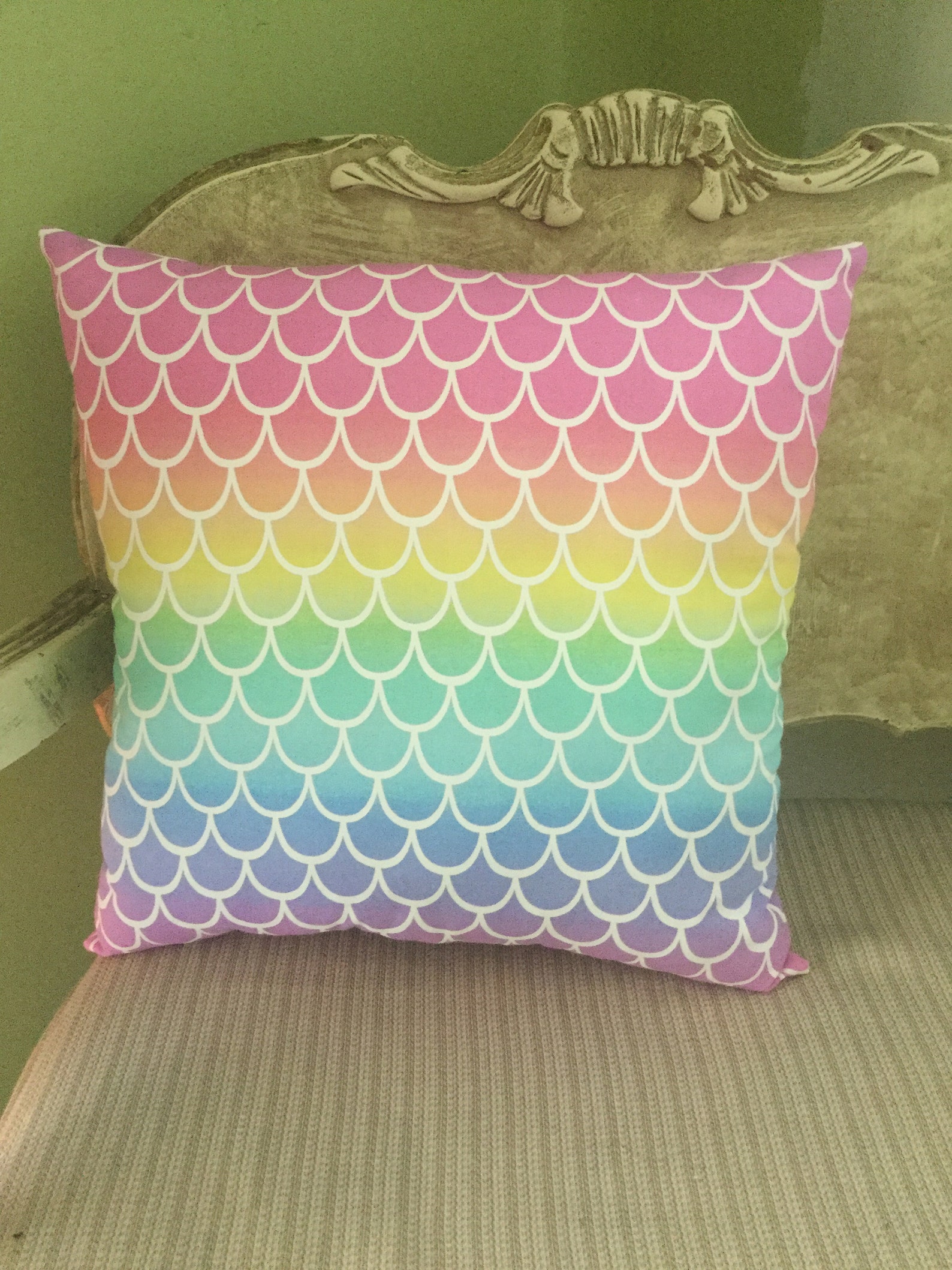 Handmade Aquatic Rainbow Fish Scale Pillow 13x13 - Etsy