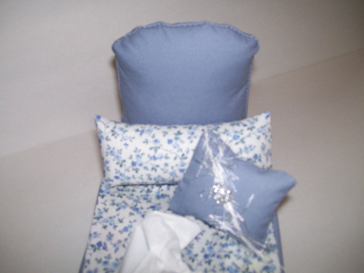 Bed Shaped Tissue Box Cover Two Mini Pillows Blue Floral - Etsy