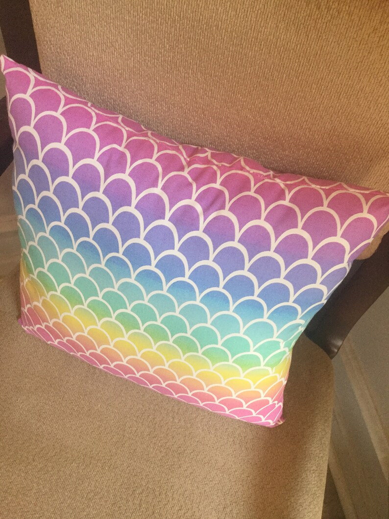 Handmade Aquatic Rainbow Fish Scale Pillow 13x13 - Etsy