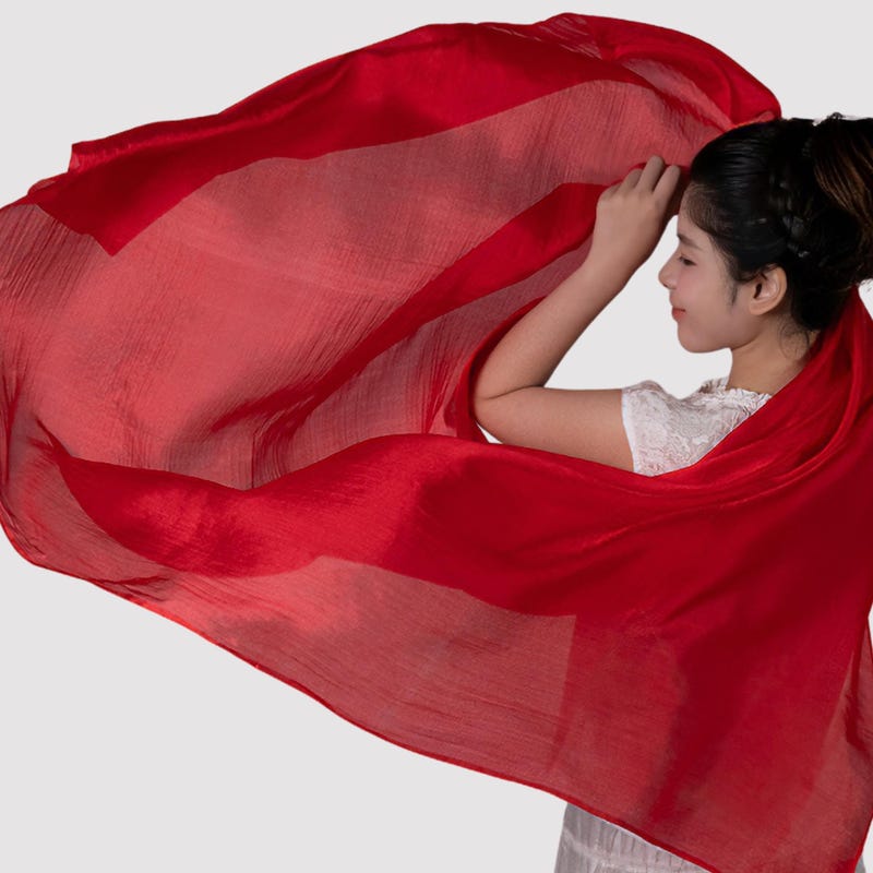Large Square Silk Scarf Red - Etsy UK