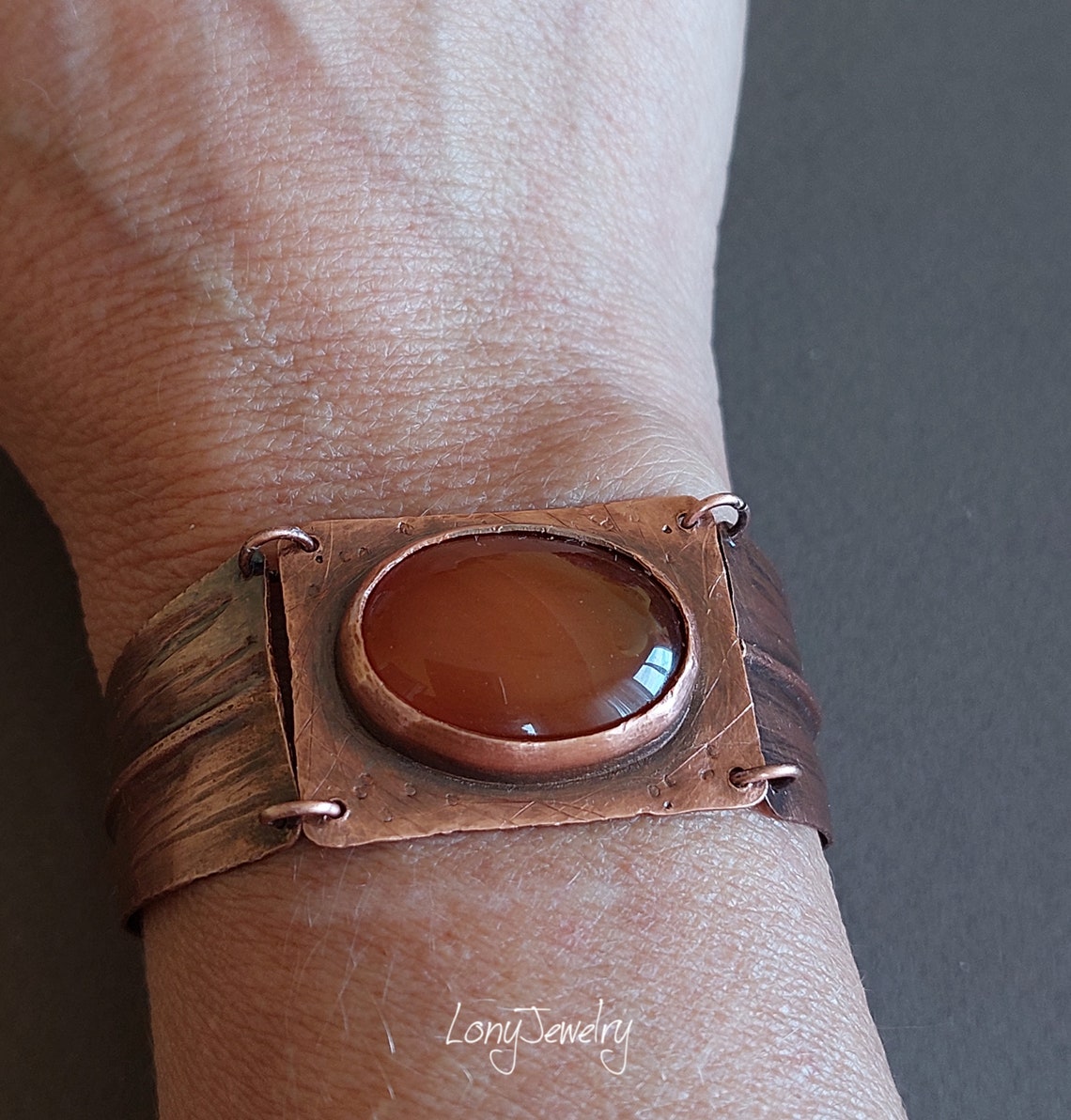 Stone Bracelet Rustic Copper Bracelet Artisan Bracelet - Etsy
