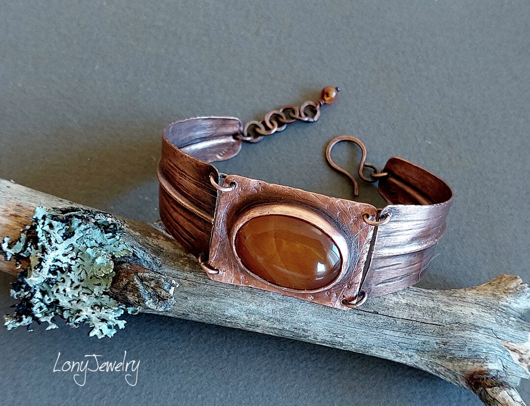 Stone Bracelet Rustic Copper Bracelet Artisan Bracelet - Etsy