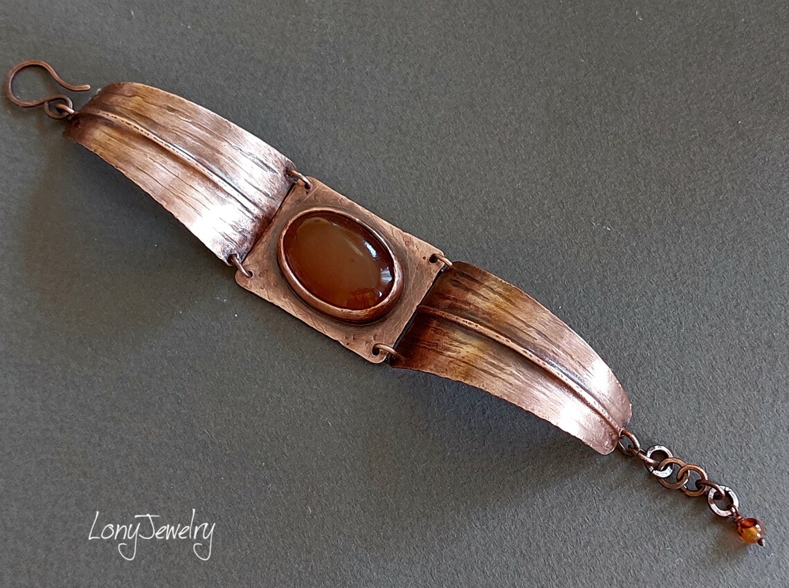 Stone Bracelet Rustic Copper Bracelet Artisan Bracelet - Etsy