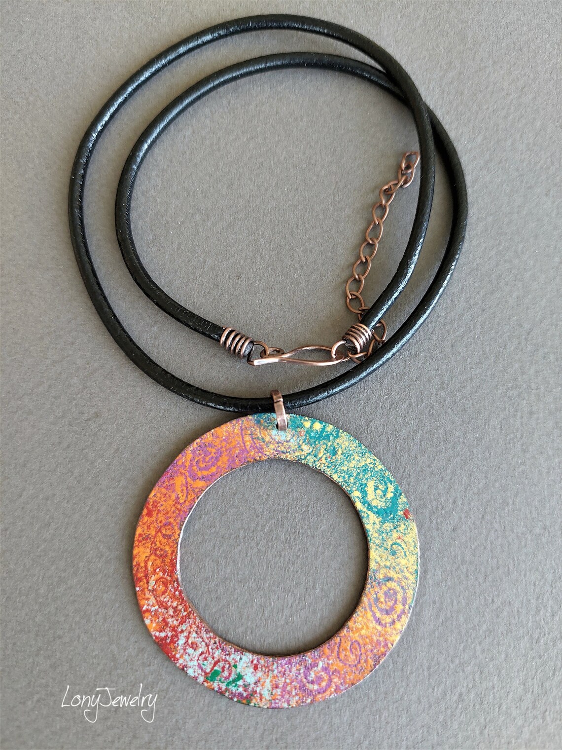 Circle Pendant Necklace Colorful Pendant Enamel Pendant - Etsy