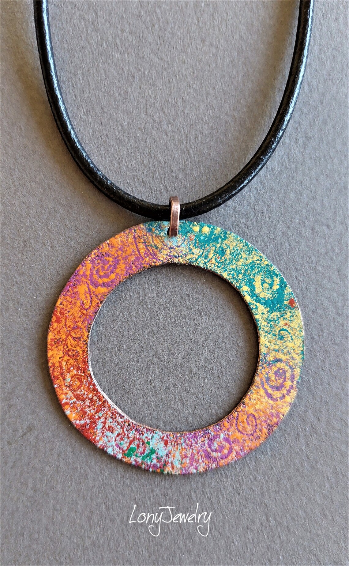 Circle Pendant Necklace Colorful Pendant Enamel Pendant - Etsy