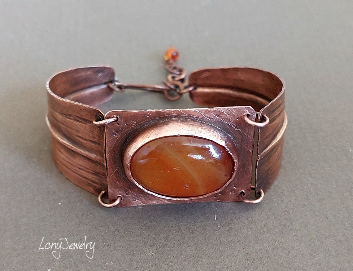 Stone Bracelet Rustic Copper Bracelet Artisan Bracelet - Etsy