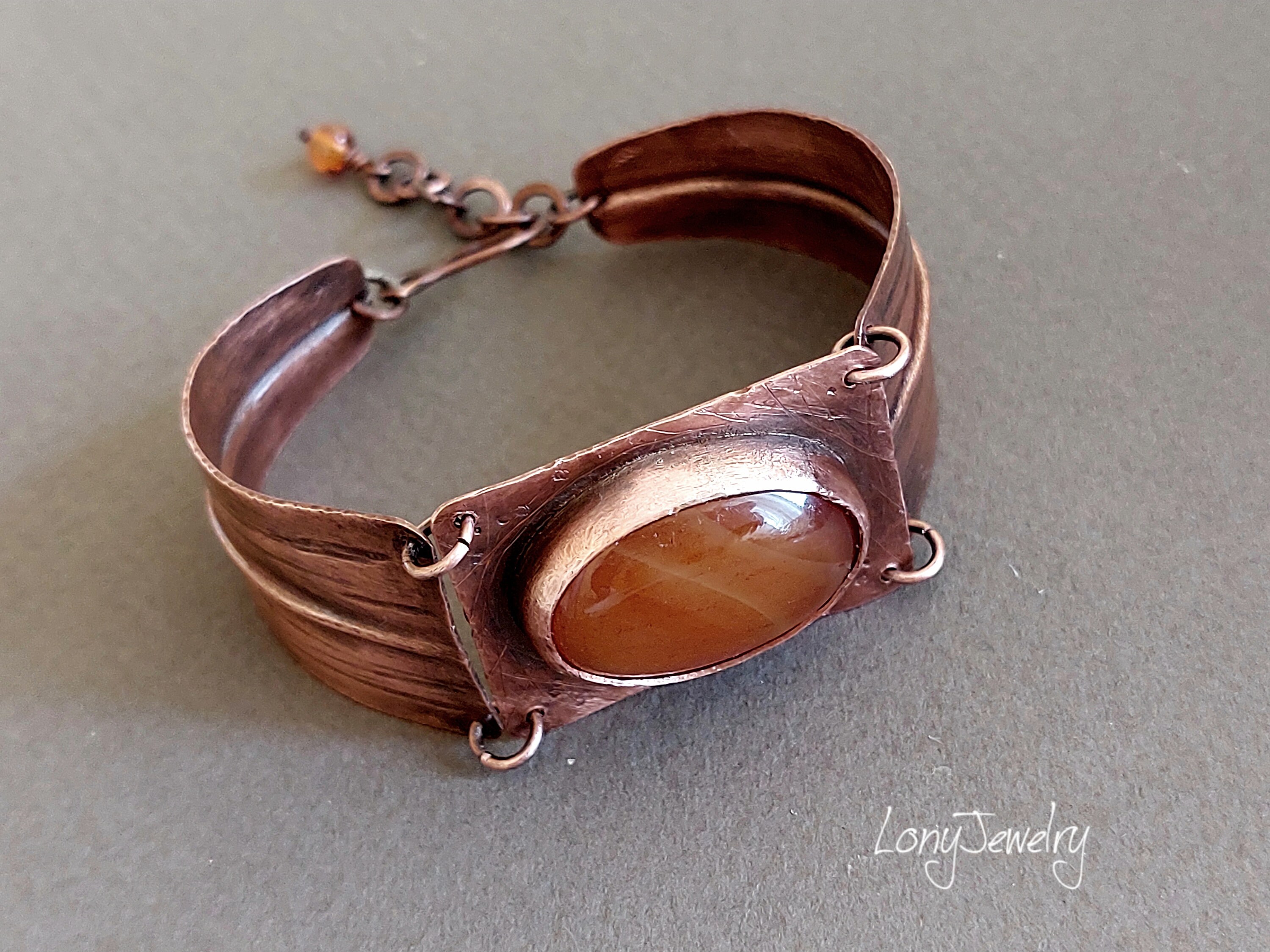 Stone Bracelet Rustic Copper Bracelet Artisan Bracelet - Etsy