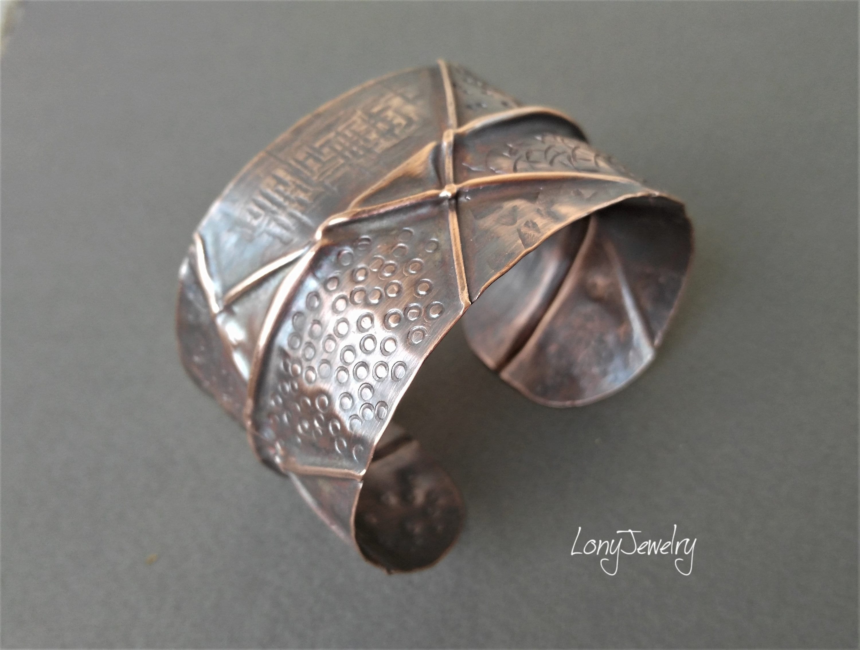 Cuff Bracelet Handmade Fold Formed Cuff Open Bangle Bracelet Hammered ...