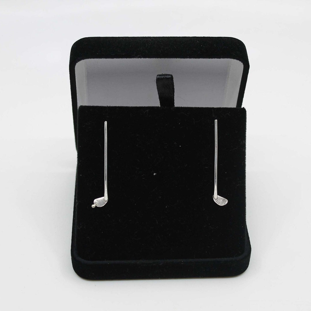 Long Silver Golf Club Earrings, Frosted Finish, Handcrafted With or ...