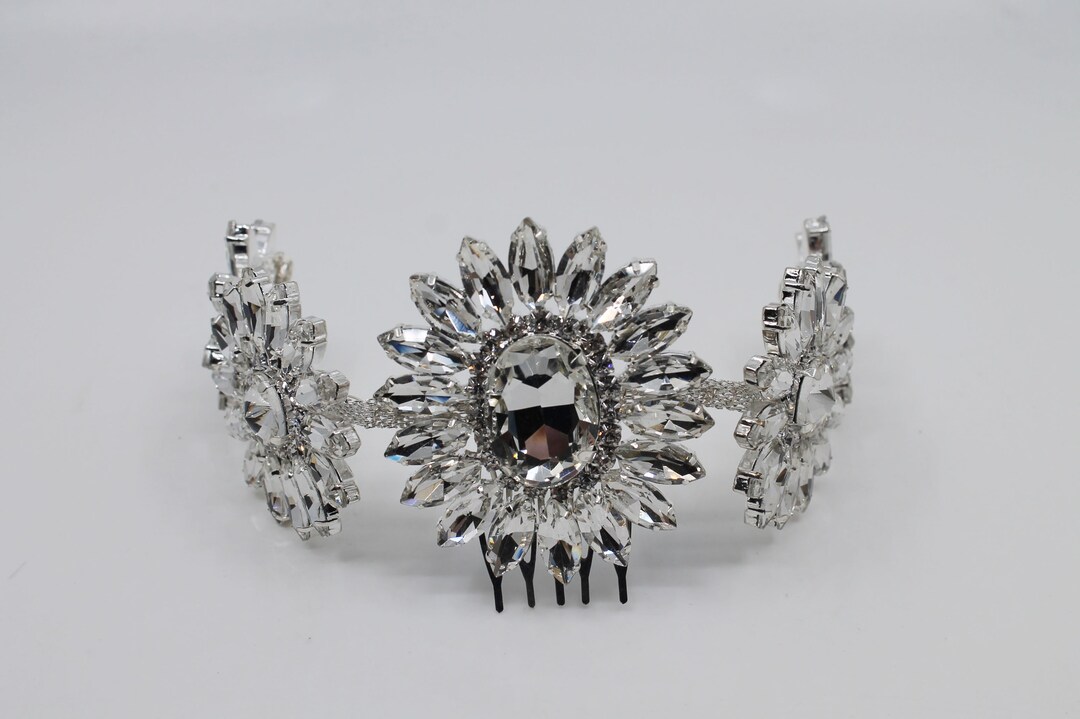 Crystal Sunflower Tiara Bride's Headpiece Bridal - Etsy
