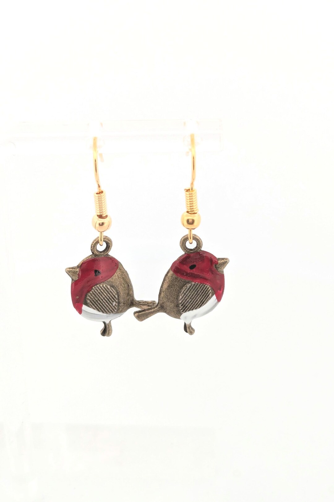 Bronze Robin Good Luck Drop Earrings - Handcrafted Bird Earrings - Etsy