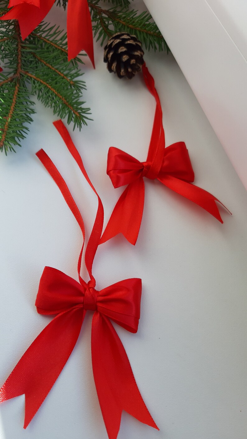 Red Christmas Bows, Red Christmas Tree Bow Set, Christmas Tree Bows ...