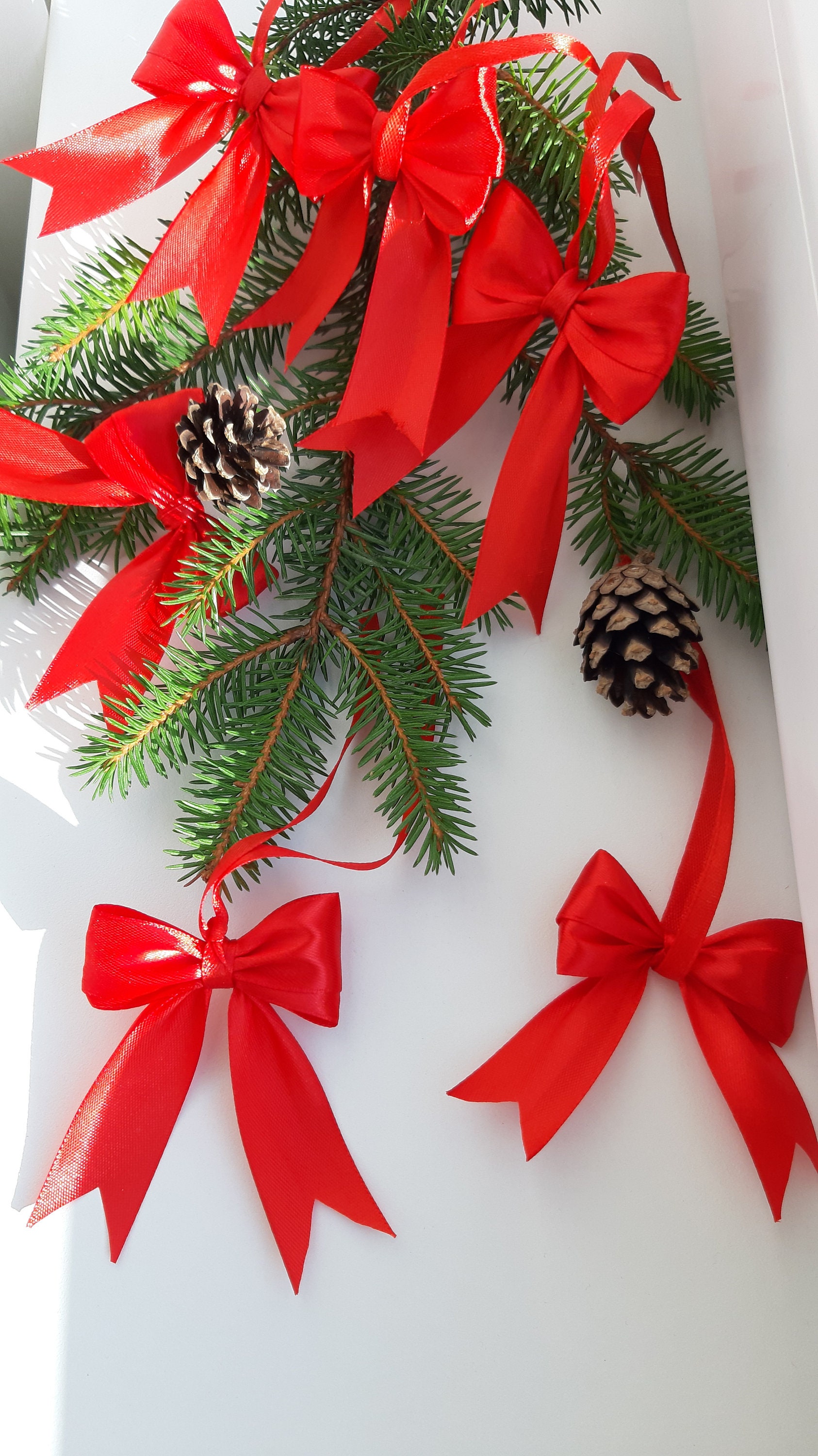 Red Christmas Bows, Red Christmas Tree Bow Set, Christmas Tree Bows ...