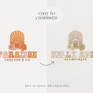 Editable Logo Design, DIY Canva Thread Boho Logo, Handmade Logo, Floral ...